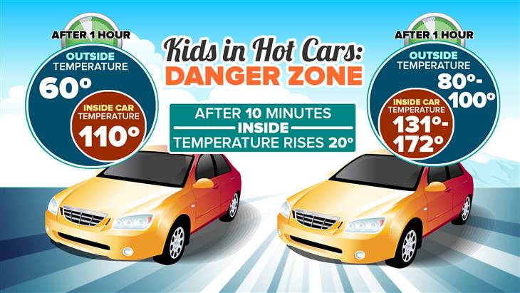 Kids in Hot Cars - Danger! Safety Graphic for Car Dealers